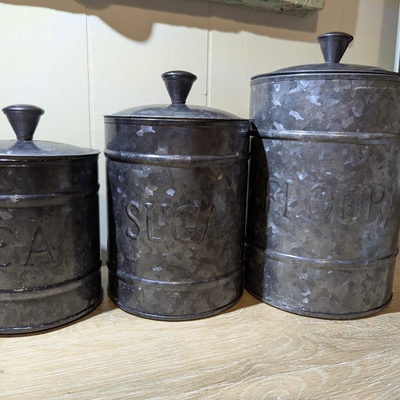 Fiddle and Fern | Kitchen | Galvanized Kitchen Canister Set Black ...